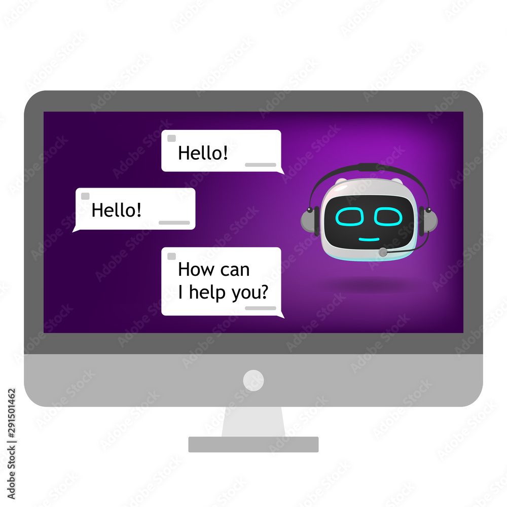 RPA. Funny white robot in different comic situations and moods. Modern ...