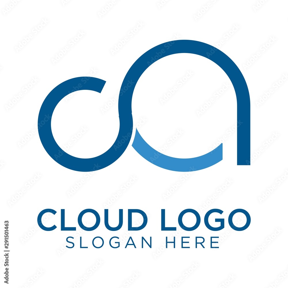Cloud logo design CA vector illustration Stock Vector | Adobe Stock