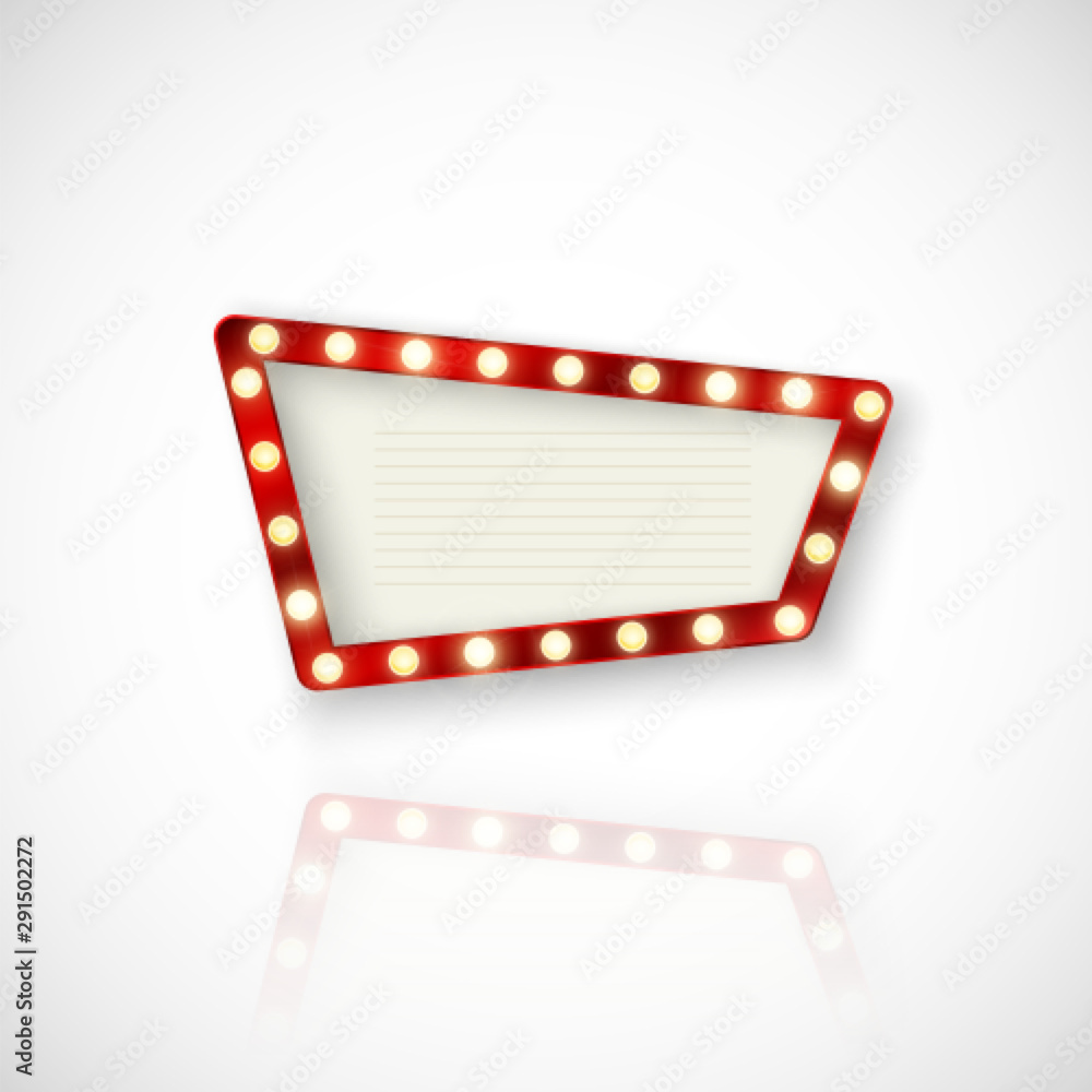 Retro Sign. Signboard with shiny lights and reflection. Vector ...