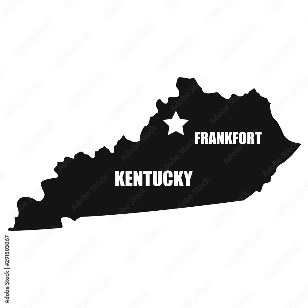 Kentucky map in black on a white background Stock Vector | Adobe Stock