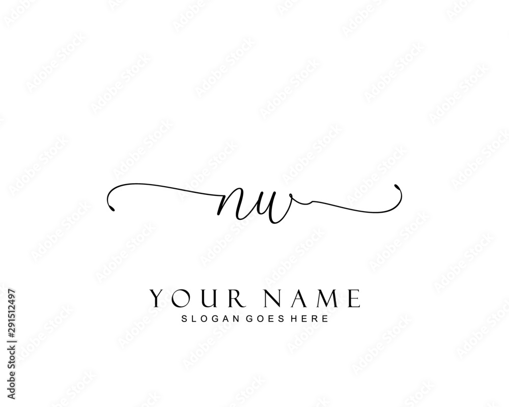 Initial NW beauty monogram and elegant logo design, handwriting logo of ...