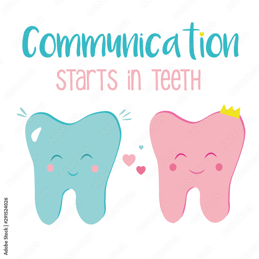 lettering illustration of "Communication starts in teeth". Typography ...