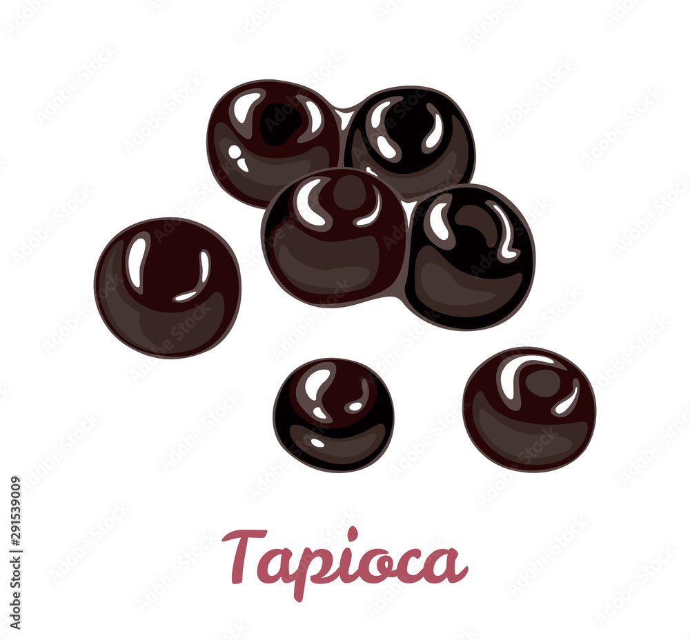 Tapioca black pearls for bubble tea isolated on white background ...