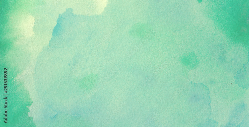 Blue green watercolor paint splash or blotch background with fringe ...