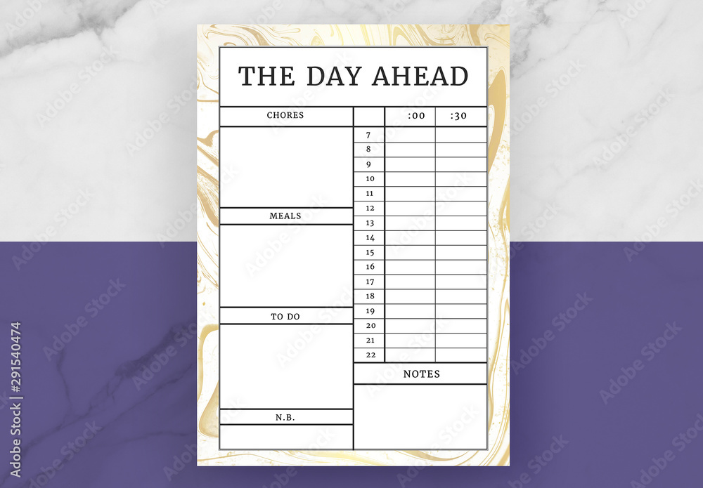 Minimalist Daily Planner Layout Stock Template | Adobe Stock