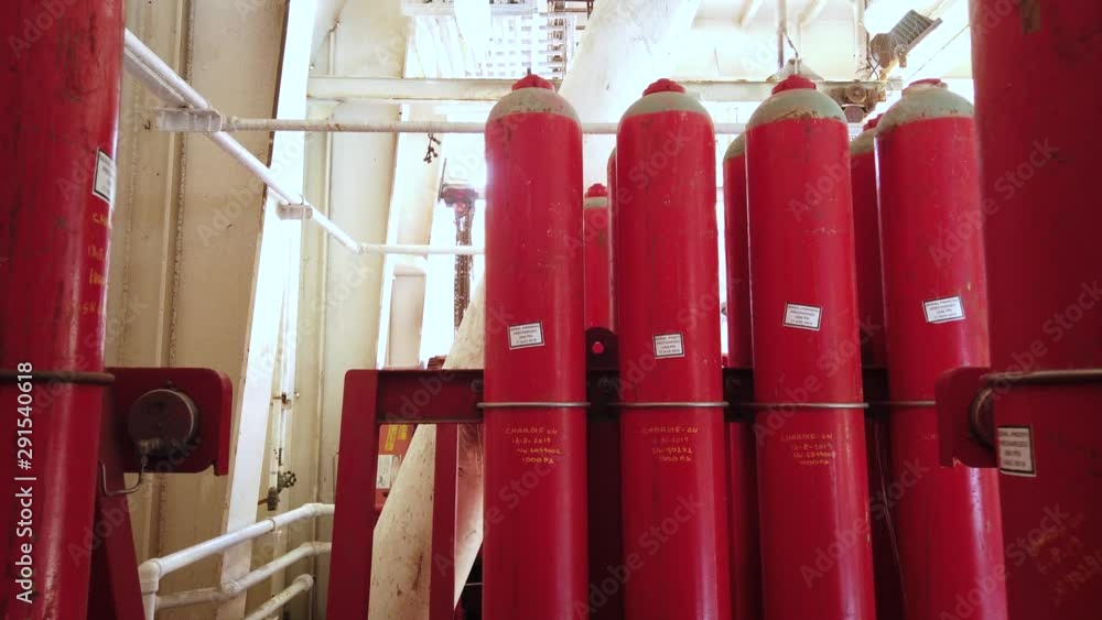 Accumulator bottles at accumulator unit (Koomey) surface BOP control ...