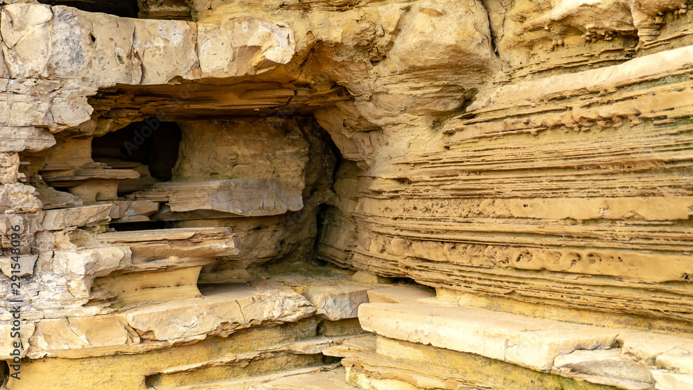 250 million year old Limestone Rock, naturally eroded structure showing ...