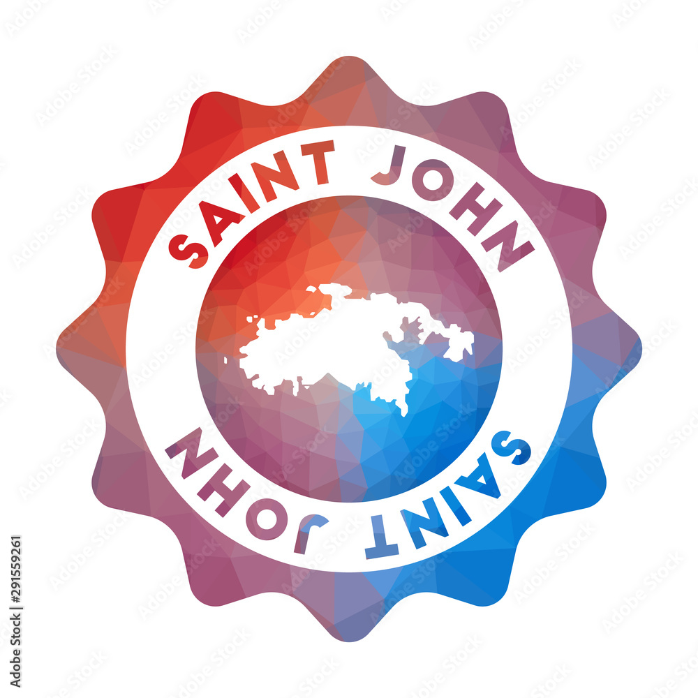 Saint John low poly logo. Colorful gradient travel logo of the island ...