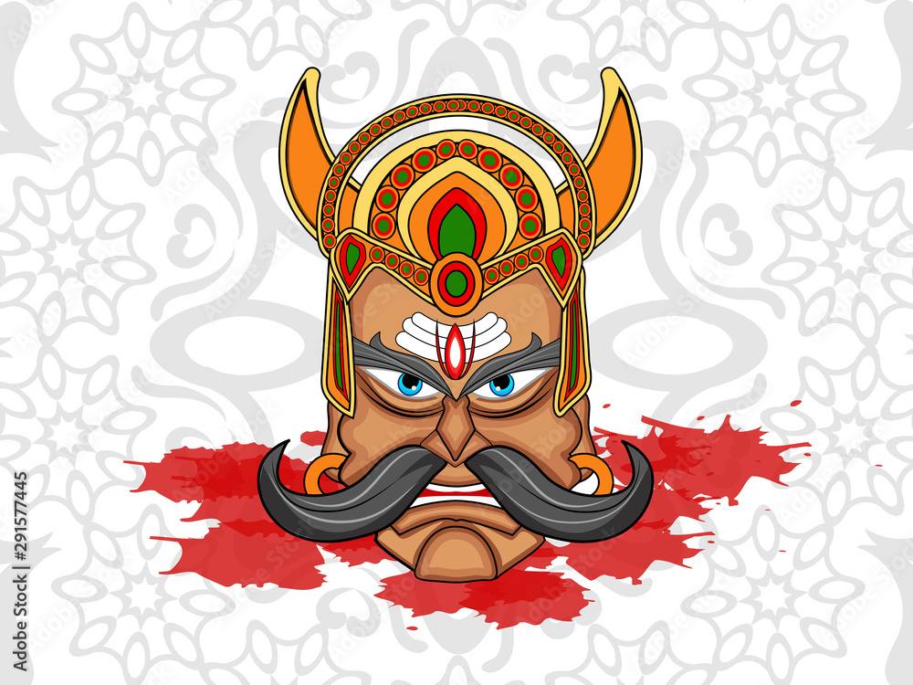 illustration of Ravana in Dussehra Navratri festival of India poster ...