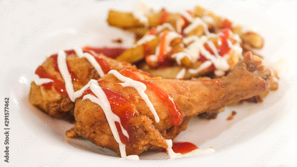 Chicken Broast With French Fries, Crispy, Juicy and Tender Chicken ...