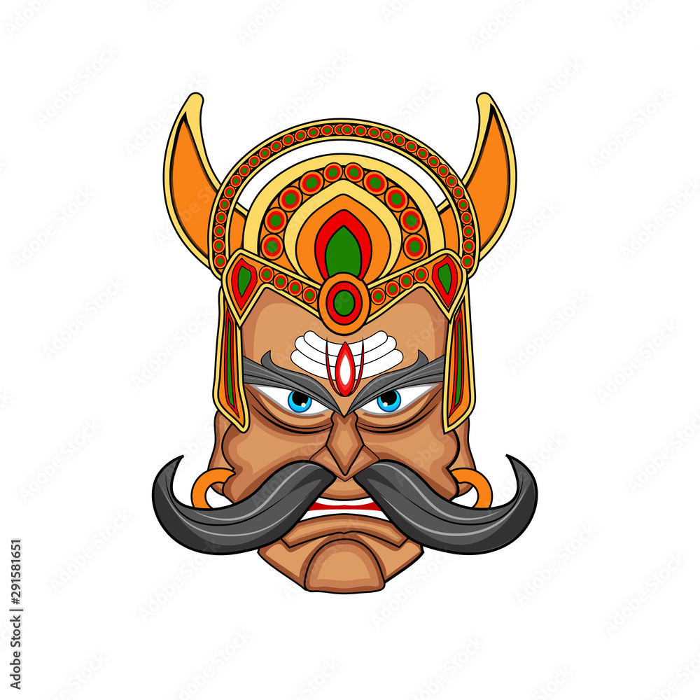 illustration of Ravana in Dussehra Navratri festival of India poster ...