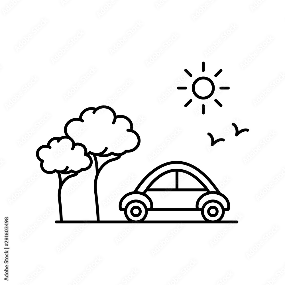 A Car Clipart Black And White Tree