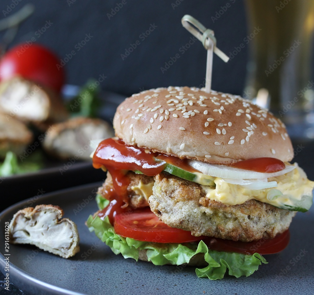 Stockfoto Brain Burger. Fried brains beef, calf or sheep are fried in ...