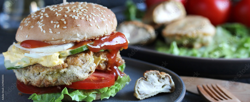 Brain Burger. Fried brains beef, calf or sheep are fried in deep fried ...