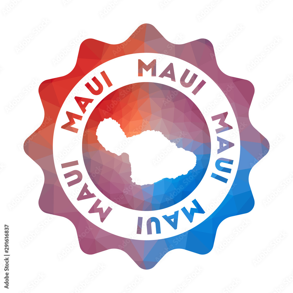 Maui low poly logo. Colorful gradient travel logo of the island in ...