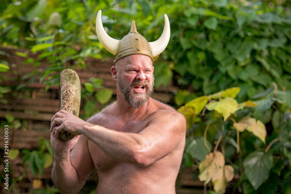 Angry viking warrior in battle Stock Photo | Adobe Stock
