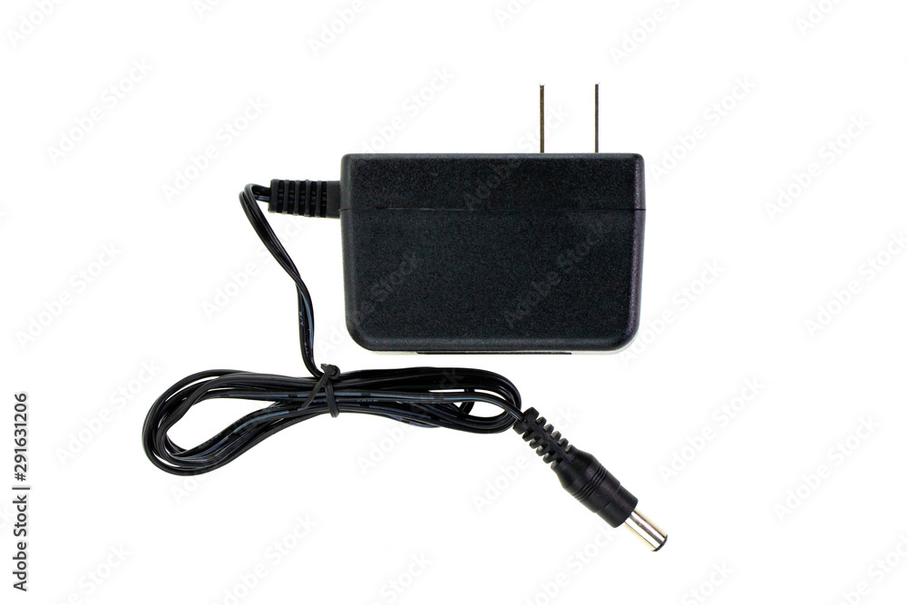 Image of Black Electric power adapter isolated on white background ...