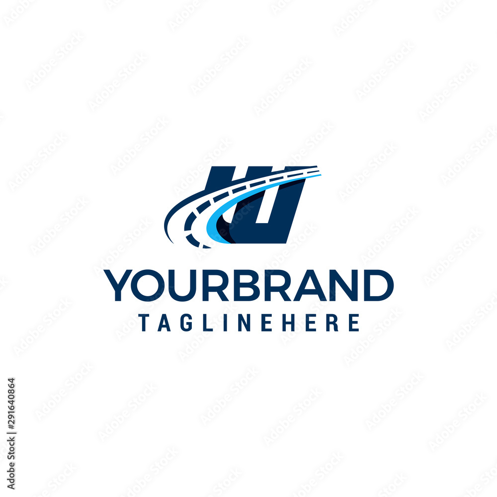 Road Way Asphalt Logo Letter W. W Road Logistics Letter Design in ...