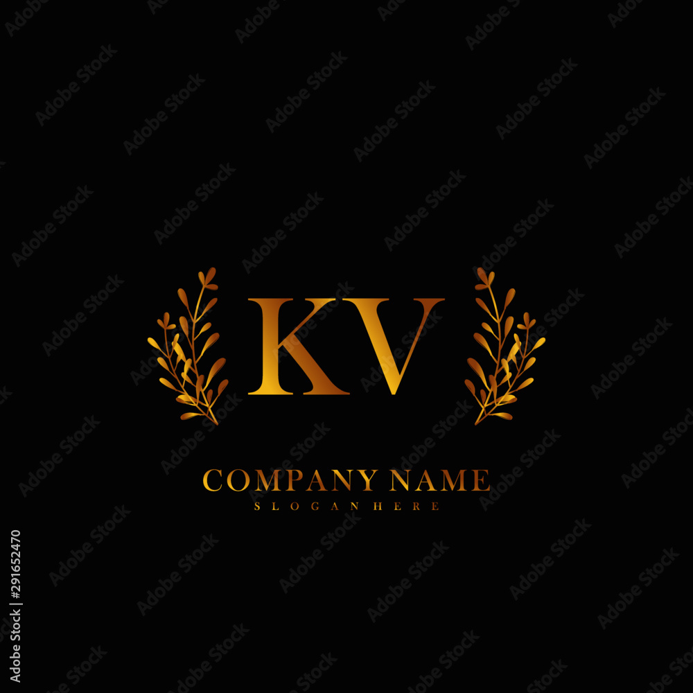 Initial letter KV beauty vector handwriting concept logo Stock Vector ...
