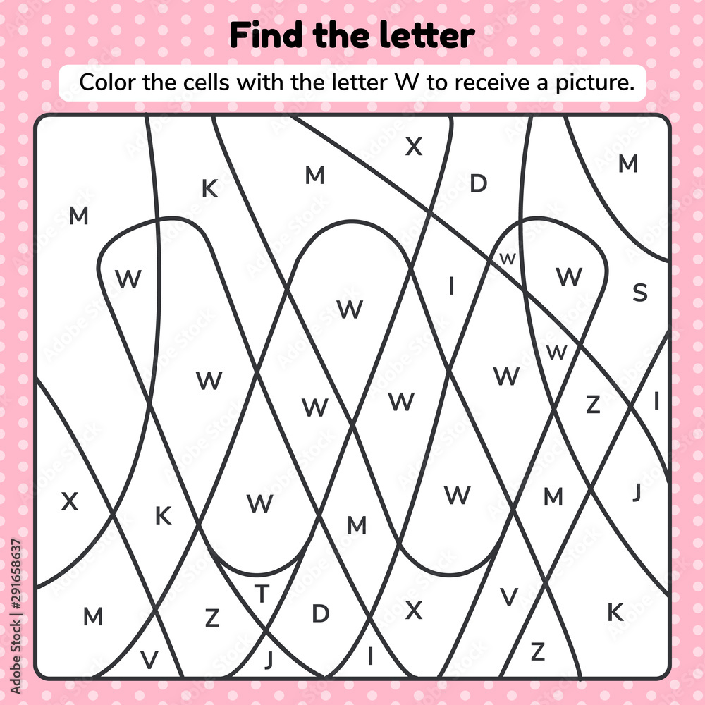 Vector illustration. Coloring book letter for kids. Worksheet for ...