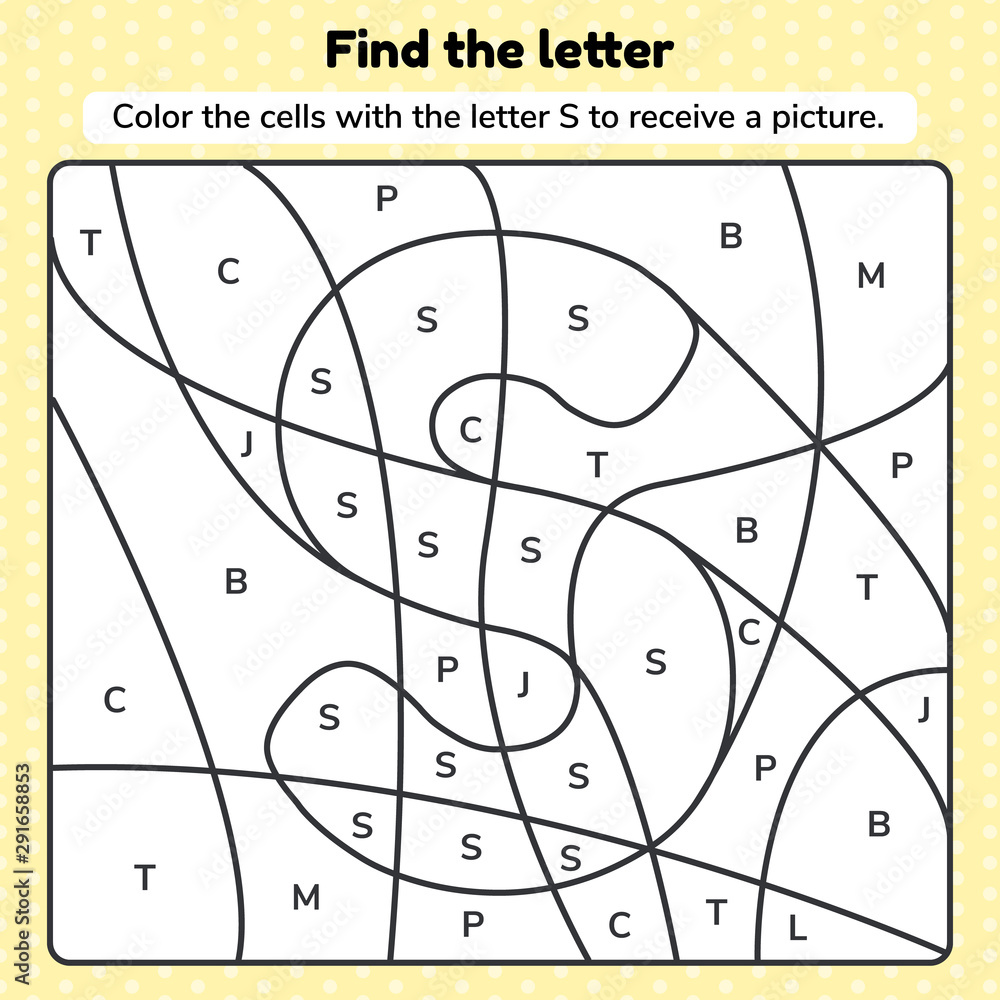 Vector illustration. Coloring book letter for kids. Worksheet for ...