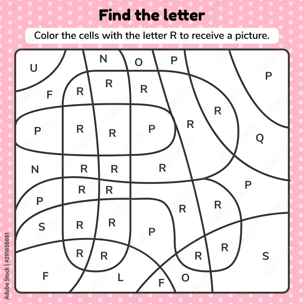 Vector illustration. Coloring book letter for kids. Worksheet for ...