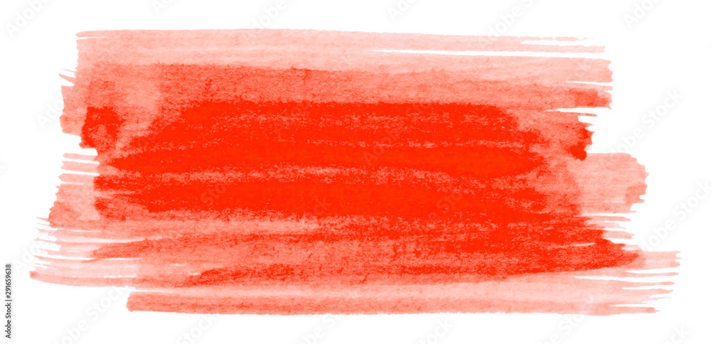 Vector red paint brush stroke texture isolated on white - watercolor ...
