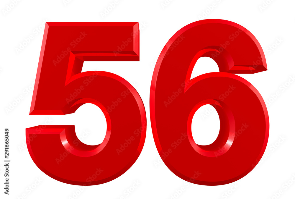 Red numbers 56 on white background illustration 3D rendering Stock ... Red numbers 56 on white background illustration 3D rendering Stock ...