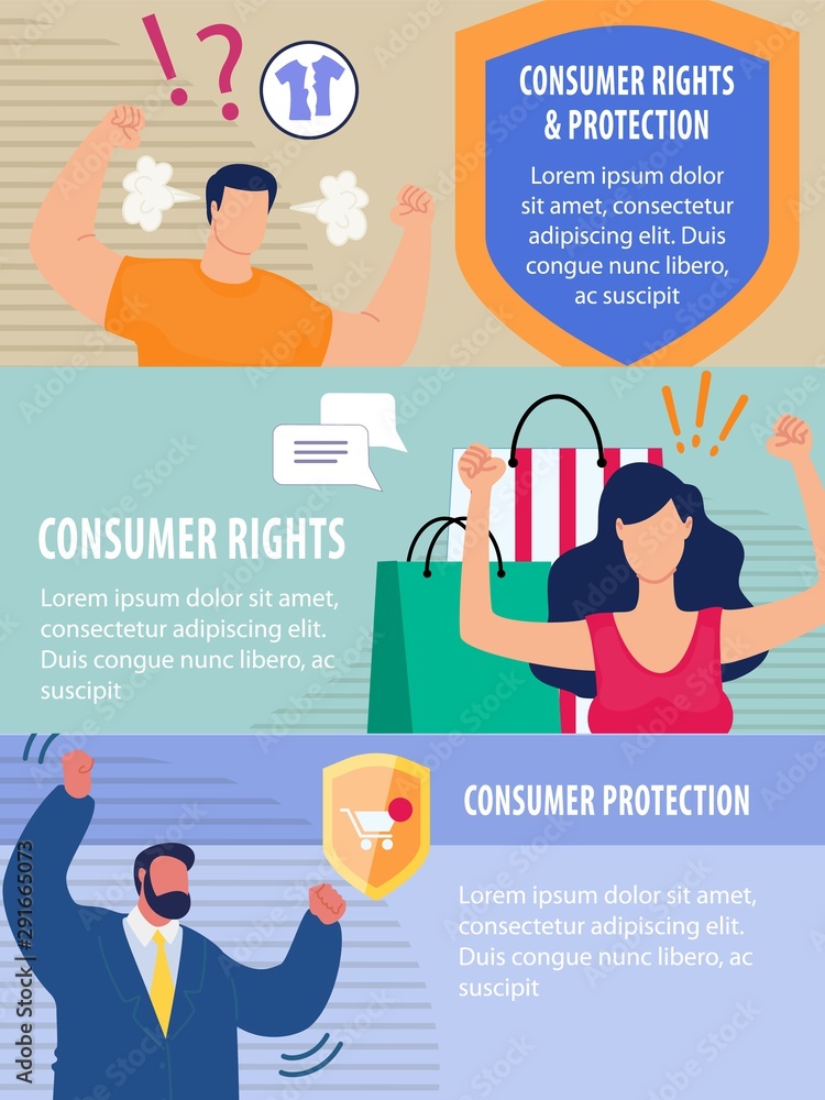 Consumer Rights and Protection Header Banners Set Stock Vector | Adobe ...