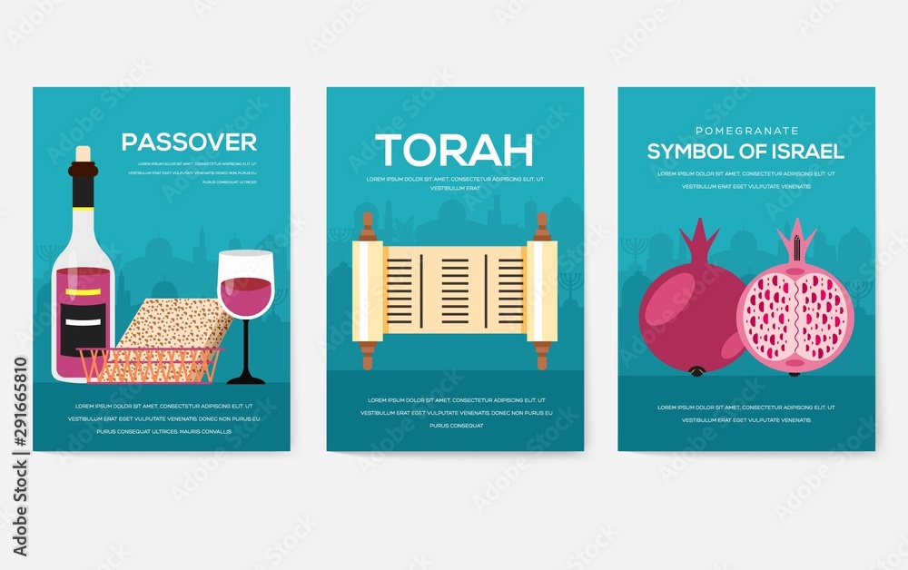 Set of Israel country ornament travel trip concept. Art traditional ...