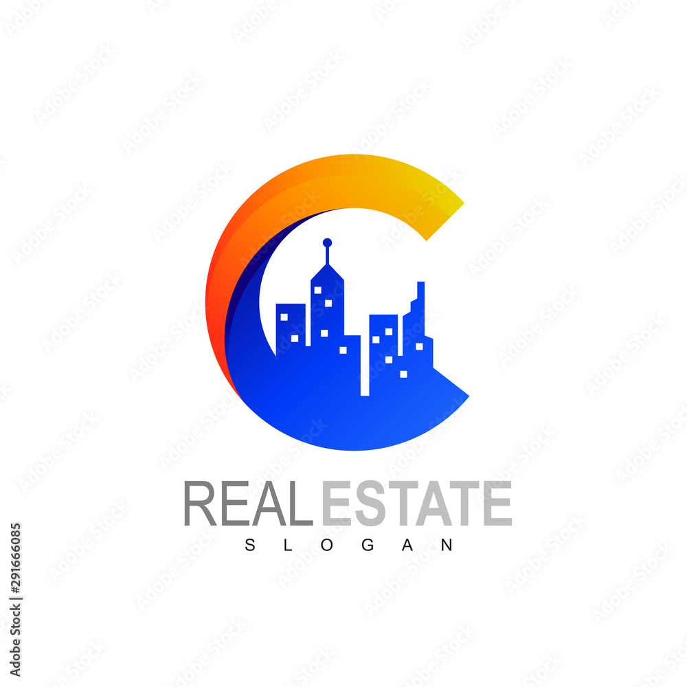 C logo with building design, The concept of building logos and letter C ...