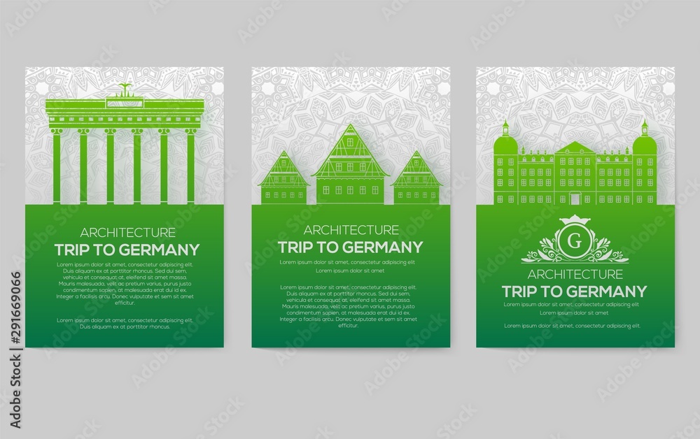 Set of Germany country ornament illustration concept. Art traditional ...