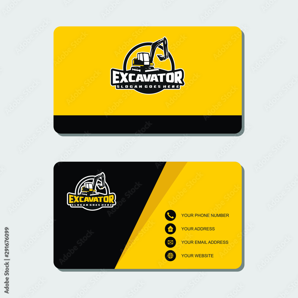 Excavator and business card vector template Stock Vector | Adobe Stock
