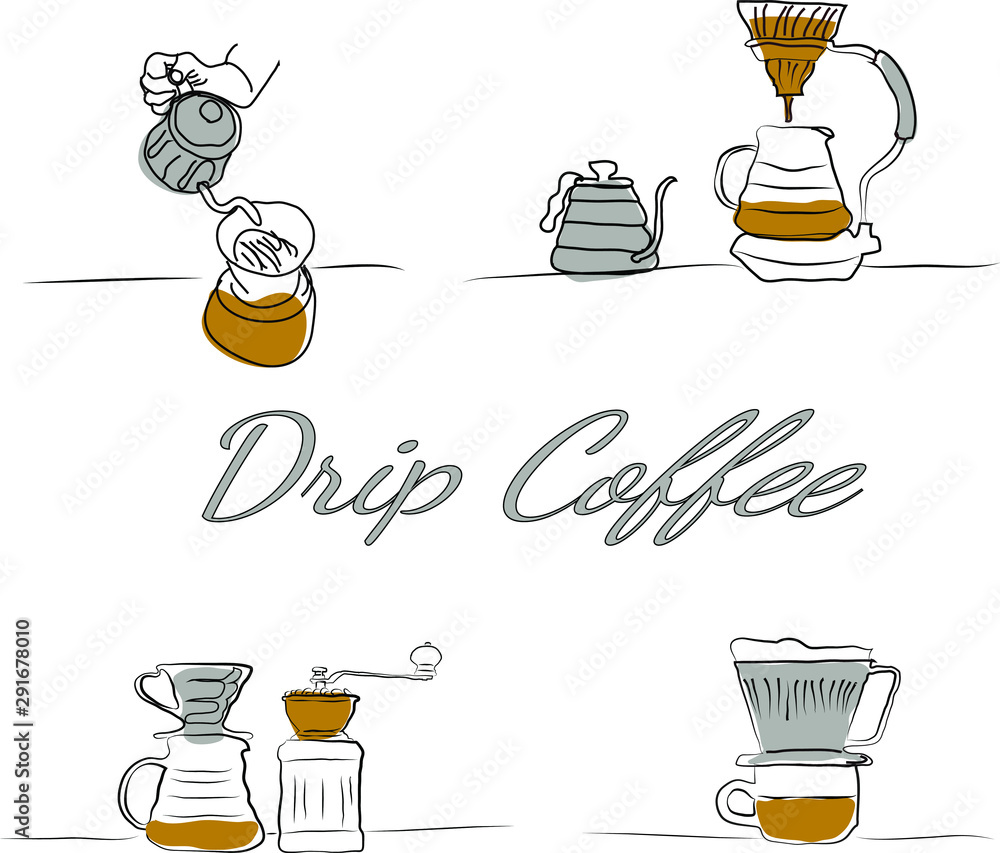 line drawing of drip coffee Stock Vector | Adobe Stock