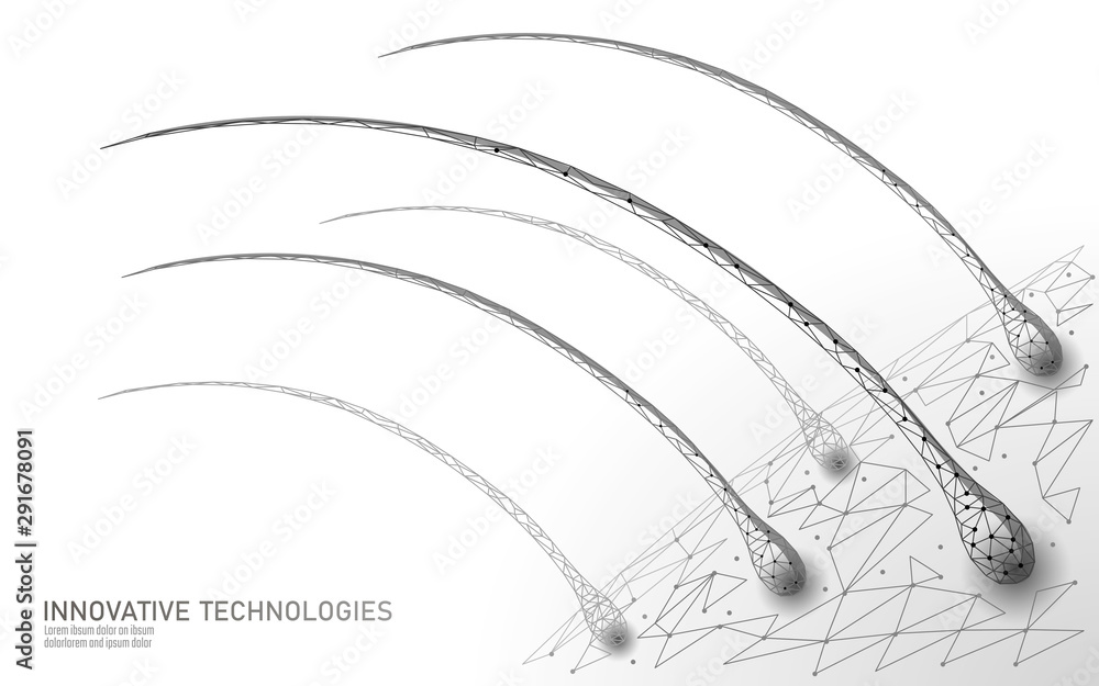 Hair protect care cosmetic technology 3D concept. Hair follicles ...