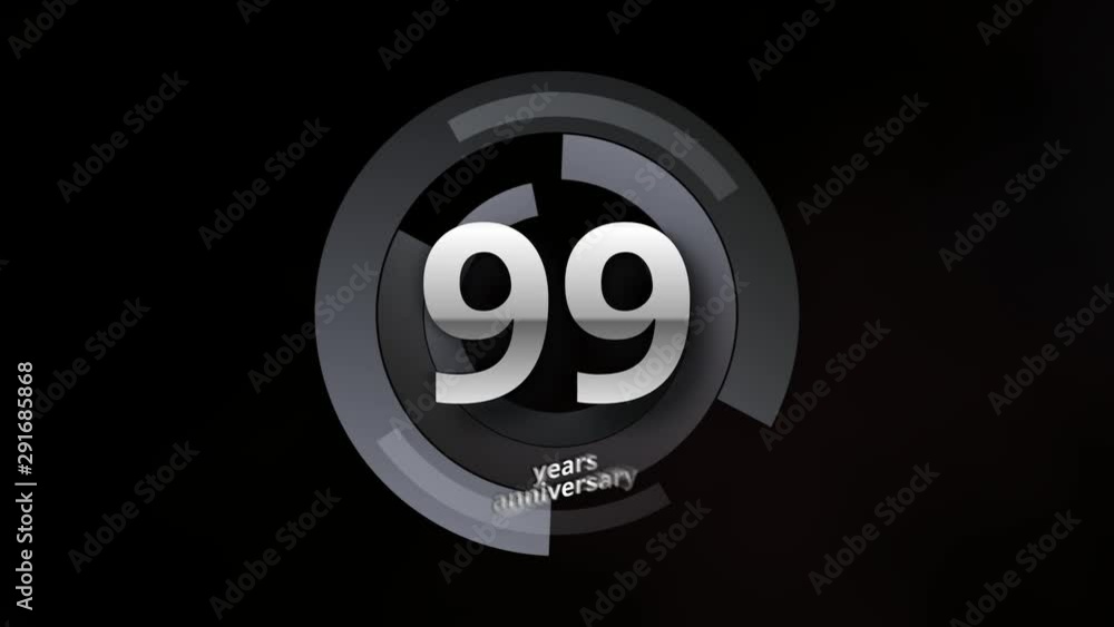 99 Years Anniversary Digital Tech Circle Silver Background Stock Video ...