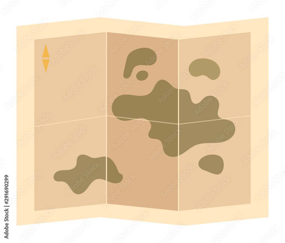 Cartoon card on paper. Stylized travel map. Vector illustration for ...