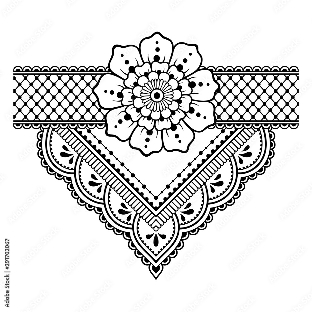 Mehndi flower pattern for Henna drawing and tattoo. Decoration in ...