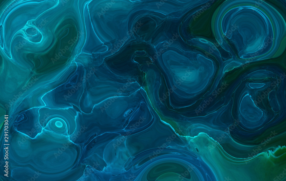 Light neon blue abstract liquid paint textured background with ...