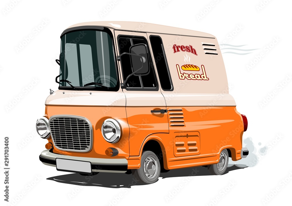 Vector Cartoon retro delivery van Stock Vector | Adobe Stock