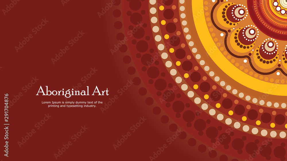 Aboriginal dot art vector banner with text. Stock Vector | Adobe Stock