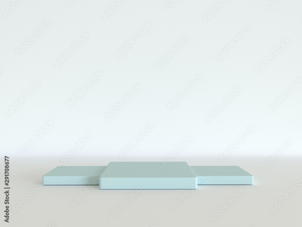 Abstract podium blue color. Square platforms of mint color on a white ...