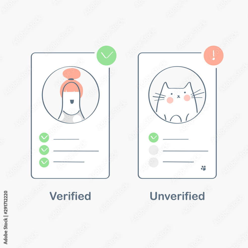 Filling registration form, verified and unverified statuses, profile ...