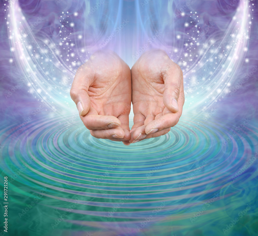 Cause and Effect of Giving and Receiving concept - male cupped hands ...