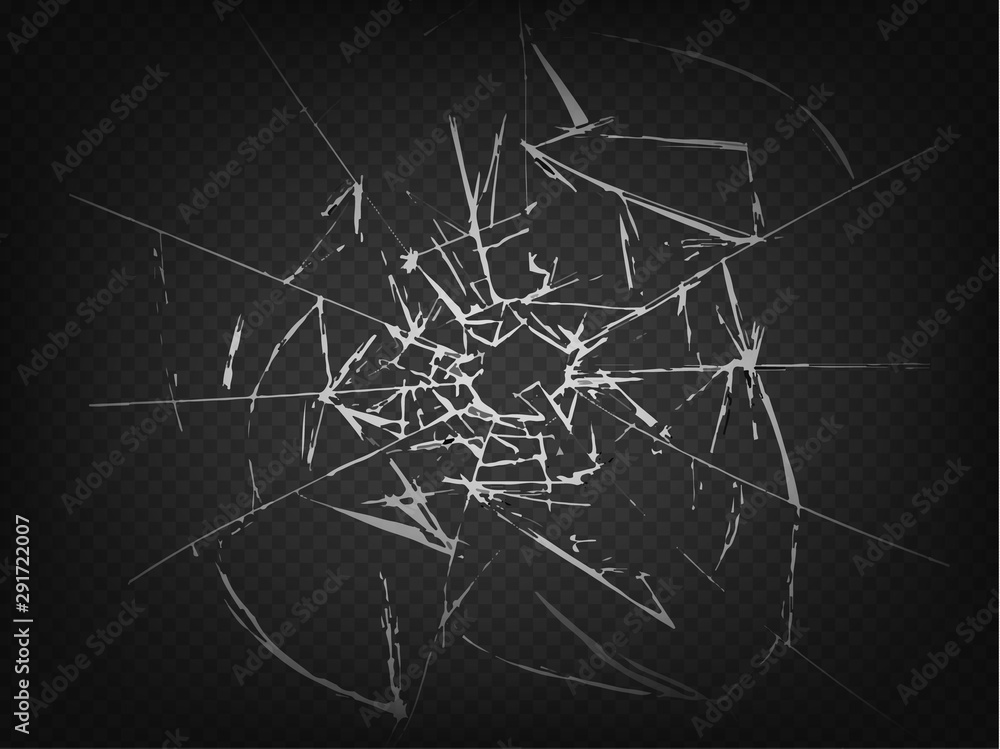 Vector cracked crushed realistic glass Stock Vector | Adobe Stock