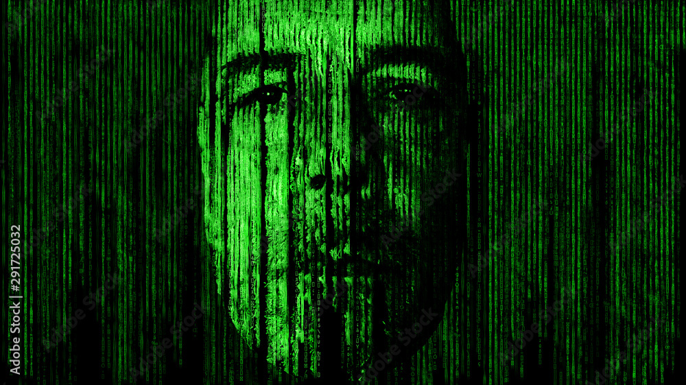 Abstract matrix digital numbers artificial intelligence ai theme with ...