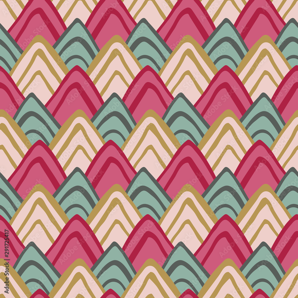 Colorful triangle fish scales squama background, vector seamless fabric ...