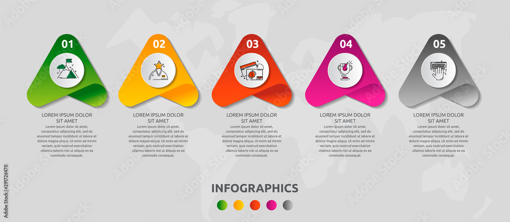 Vector infographic template with triangles and five circles. Business ...