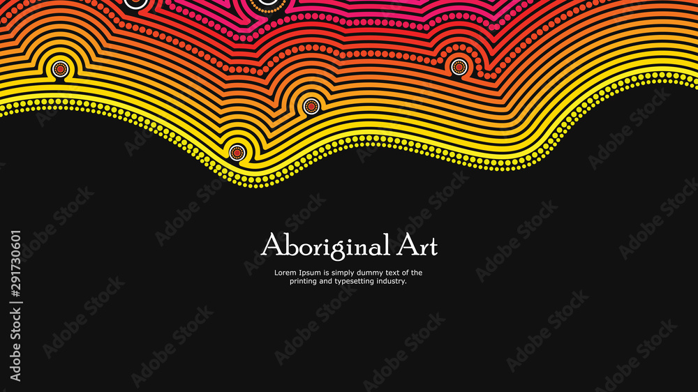 Aboriginal dot art vector banner with text. Stock Vector | Adobe Stock