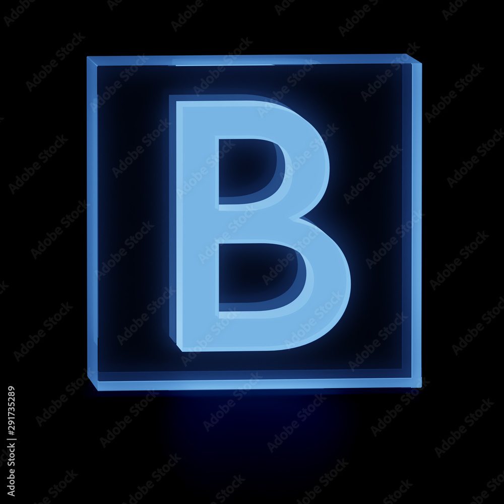 Clear transparent glass or plexiglass display with luminous capital ...